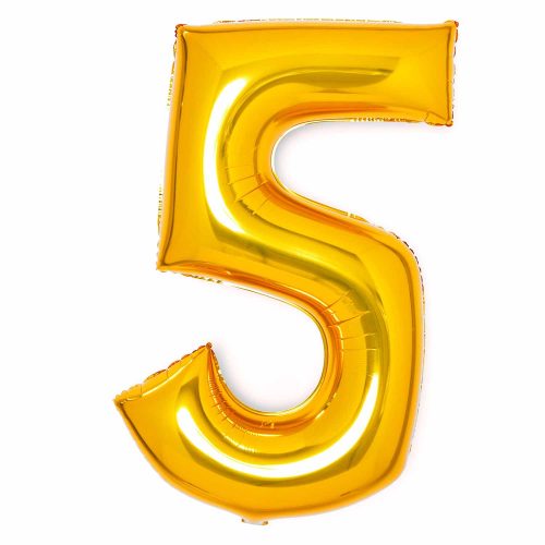 Gold Number 5 Balloon – 34″ Foil – Tons of Fun Balloons