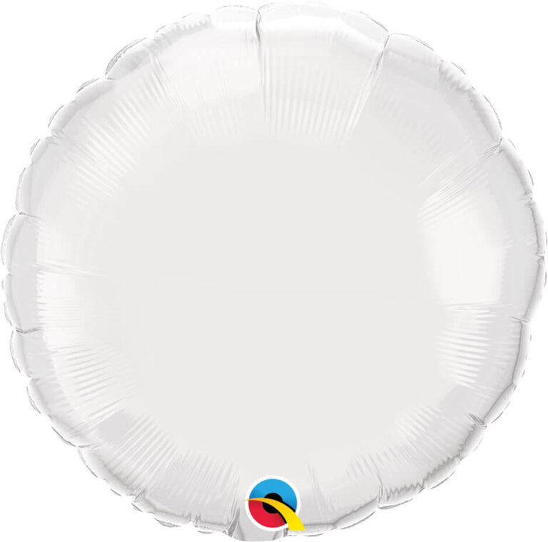 White Round Balloon – 18″ Foil – Tons of Fun Balloons