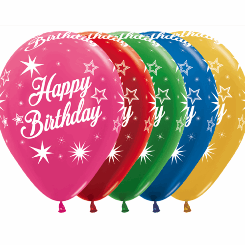 Happy Birthday Sparkle Metallic Assortment Balloons – 12″ Latex (25ct ...